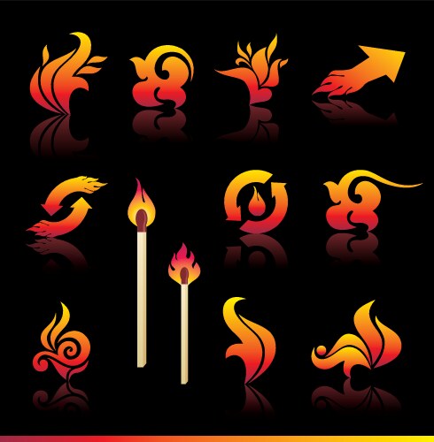 Phoenix Set Of Fire Birds And Flames Logo Vector Image