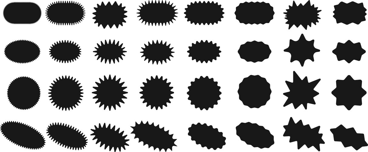 Sunburst badges starburst zigzag shapes sharp Vector Image