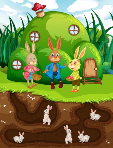 Wonderland rabbit hole Royalty Free Vector Image