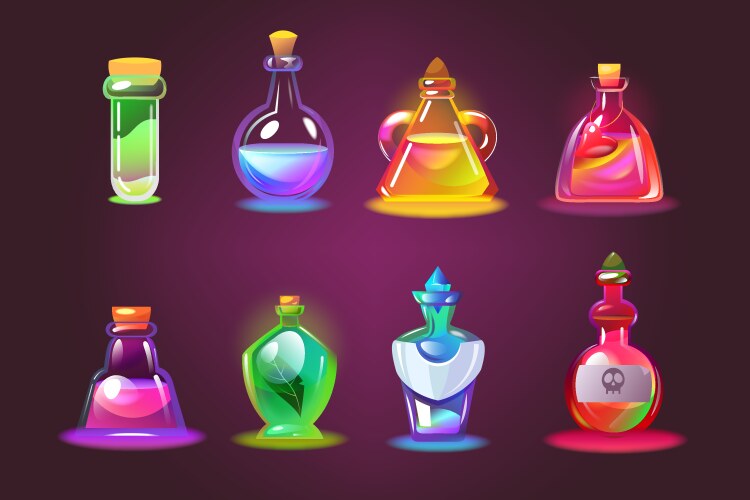 Magic potions icon set Royalty Free Vector Image Magic potions icon set Royalty Free Vector Image