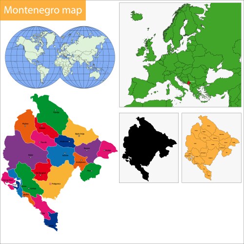 Montenegro rainbow map Royalty Free Vector Image
