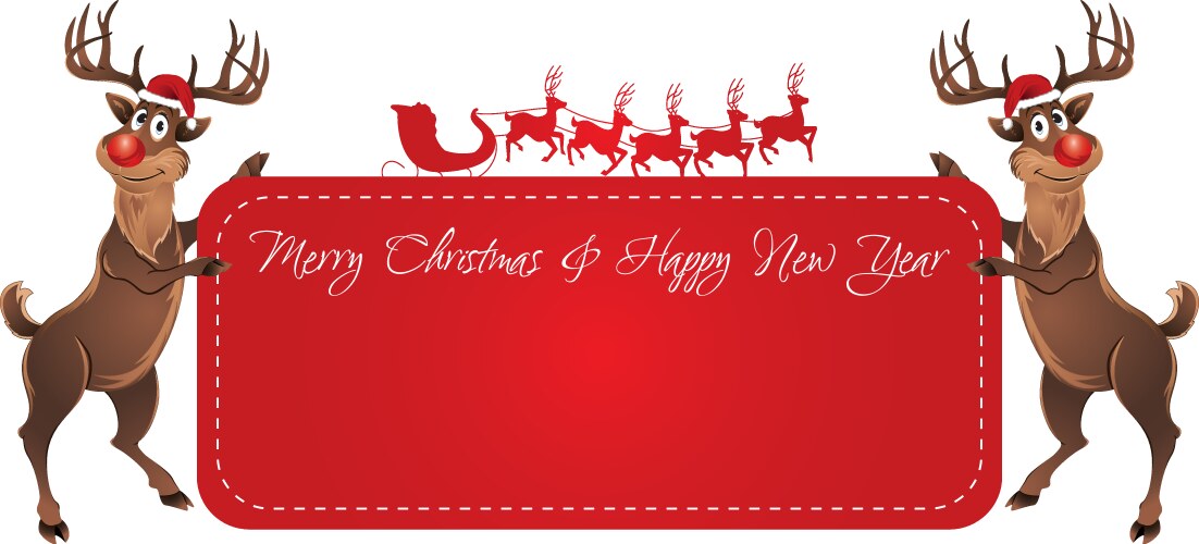 Santa and reindeer with gift Royalty Free Vector Image