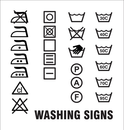 Set of instruction laundry icons washing symbols Vector Image