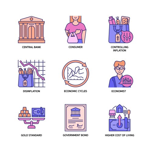 Inflation icon set Royalty Free Vector Image - VectorStock