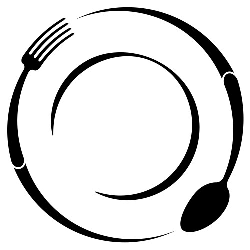 Restaurant 1 plate fork spoon Royalty Free Vector Image
