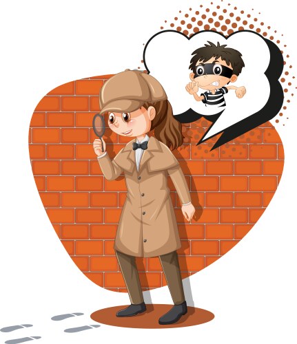 Cartoon a detective investigate Royalty Free Vector Image
