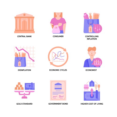 Inflation icon set Royalty Free Vector Image - VectorStock