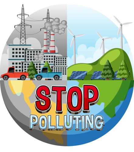 Poster design for stop pollution with earth Vector Image