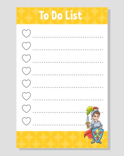 To do list for kids empty template Royalty Free Vector Image