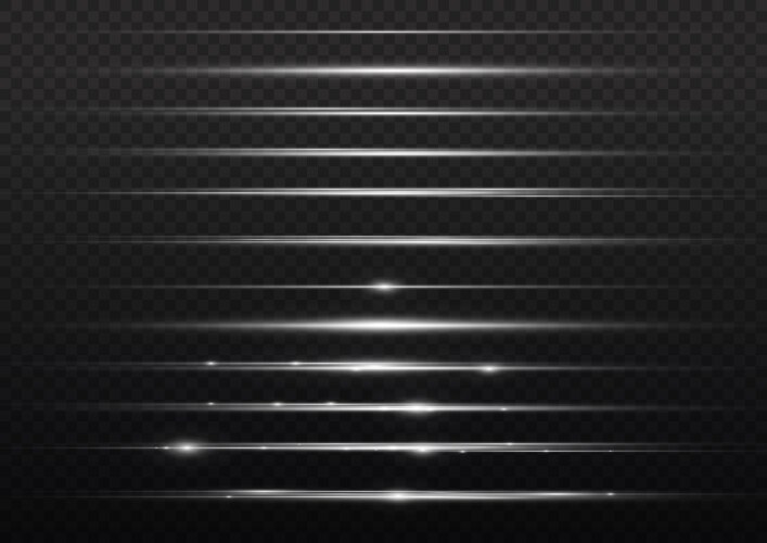 White glowing rays sparkle horizontal light line Vector Image