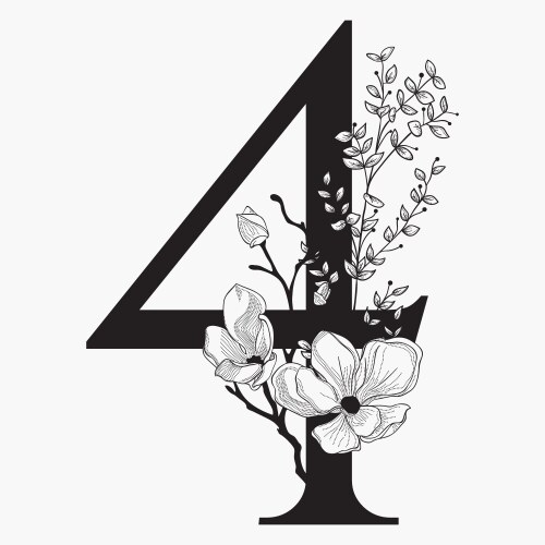 Floral Number Monogram Vector Images (over 620)