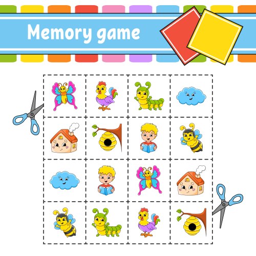 Memory game for kids education developing Vector Image