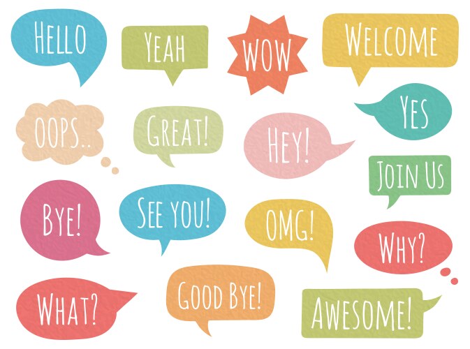 Flat line speech bubbles Royalty Free Vector Image