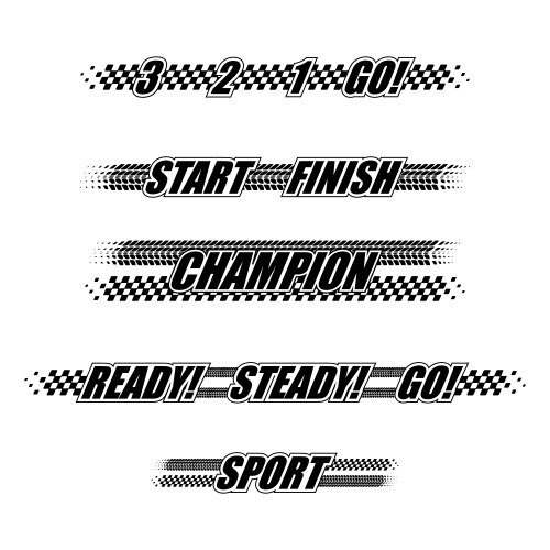Sport race track checkered blue words Royalty Free Vector