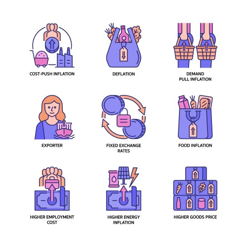 Inflation icon set Royalty Free Vector Image - VectorStock