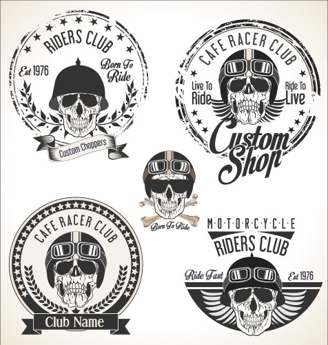 Chopper motorcycle emblem front view Royalty Free Vector