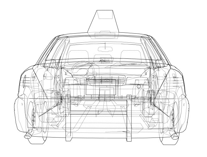 Taxi outline drawing Royalty Free Vector Image