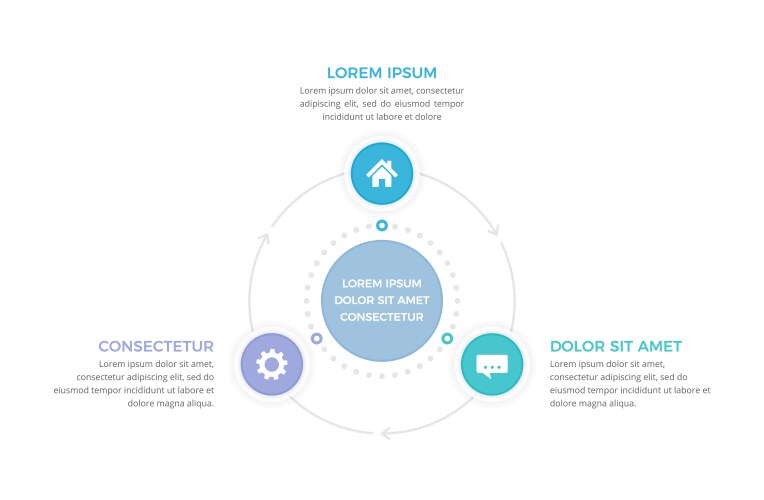 Circle diagram - three elements Royalty Free Vector Image