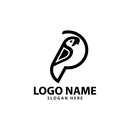 Letter p bird logo design Royalty Free Vector Image