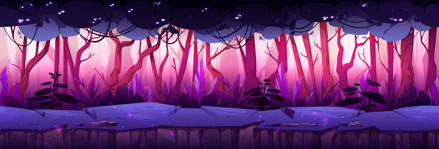 Forest game background 2d application Royalty Free Vector