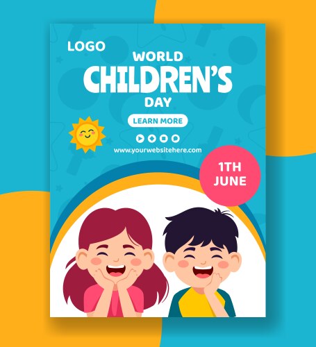 Children day brochure flat cartoon hand drawn Vector Image