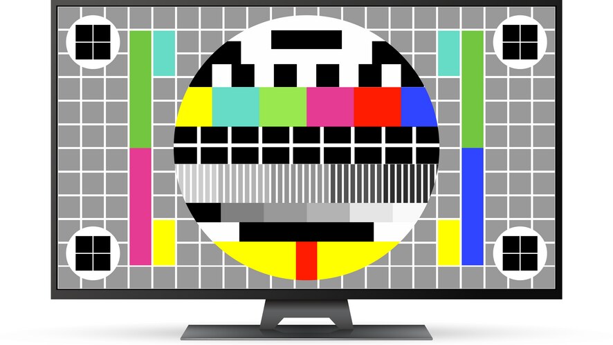 Tv screen shows color test pattern Royalty Free Vector Image