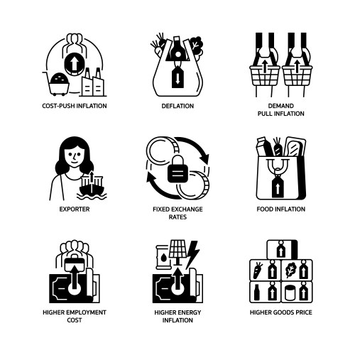 Inflation icon set Royalty Free Vector Image - VectorStock