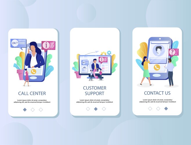 Call center mobile app onboarding screens template
