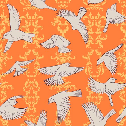 Drawing natural pattern with birds Royalty Free Vector Image