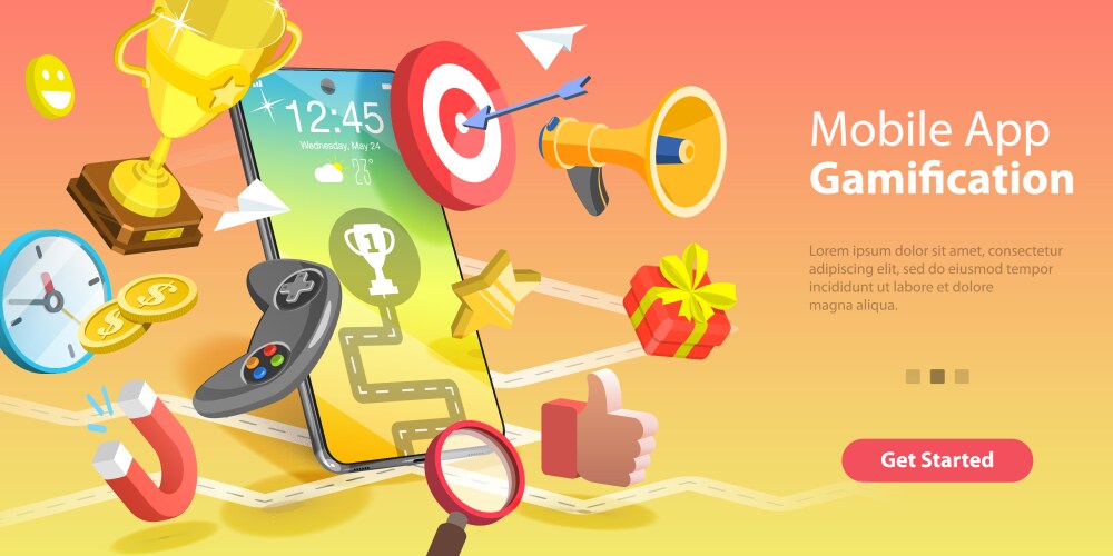 Mobile app gamification interactive content Vector Image