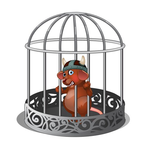 Angry monkey in cage 2 Royalty Free Vector Image