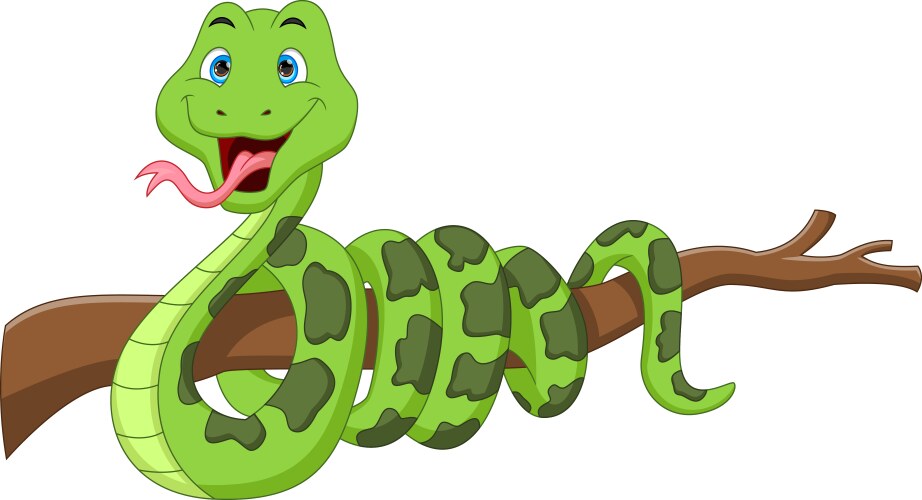 Happy green snake cartoon Royalty Free Vector Image