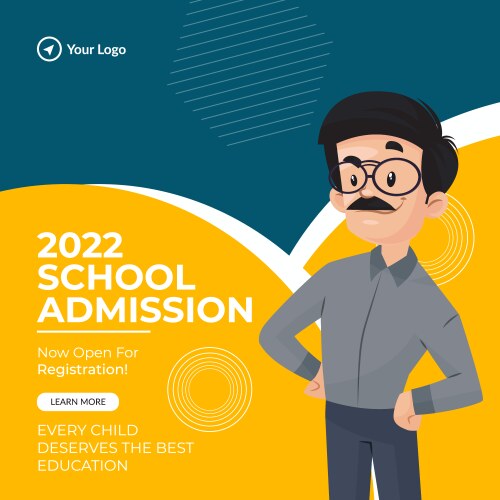 Creative school admission banner design Royalty Free Vector