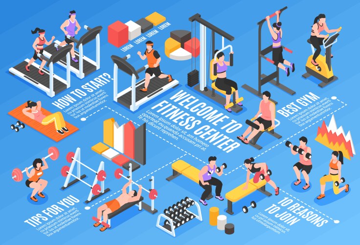 Isometric workplace workout composition Royalty Free Vector
