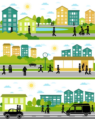 Low poly 2d city scenes Royalty Free Vector Image