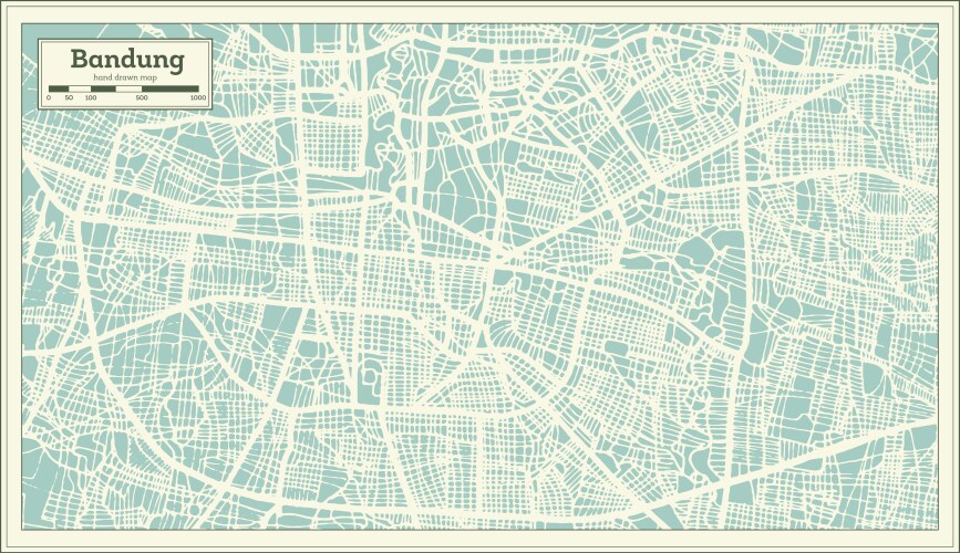 Bandung City Map - Black & White Royalty Free Vector