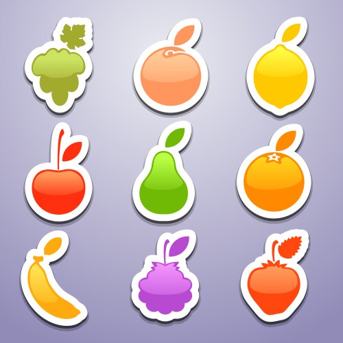 Square shaped fruit icon set Royalty Free Vector Image