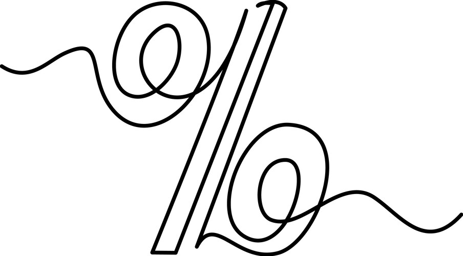 Percent sign math financial symbol continuous one Vector Image