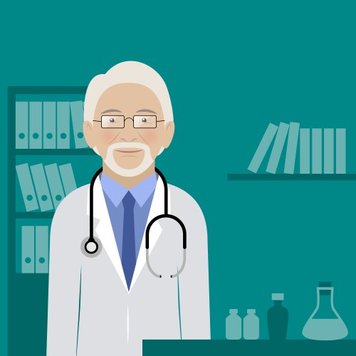 Doctor with syringe in laboratory Royalty Free Vector Image