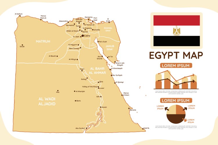 Flat egypt map infographic Royalty Free Vector Image