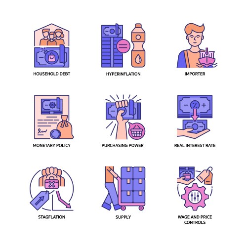 Inflation icon set Royalty Free Vector Image - VectorStock
