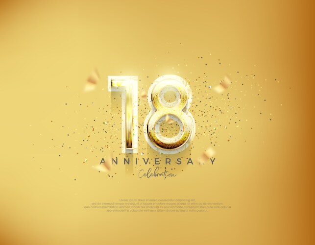 Line art number with golden fancy 18th numeral Vector Image