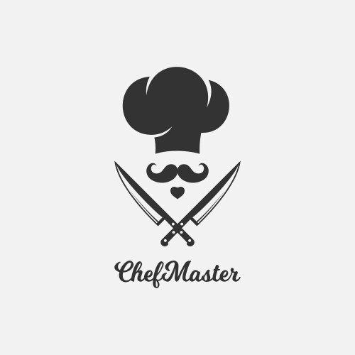 Chef master logo with hat on white background Vector Image