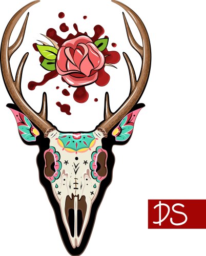 Deer skull with rifle Royalty Free Vector Image