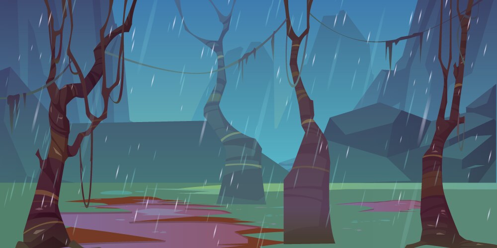 Creepy forest cartoon background Royalty Free Vector Image