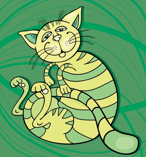 Green cat character cartoon Royalty Free Vector Image