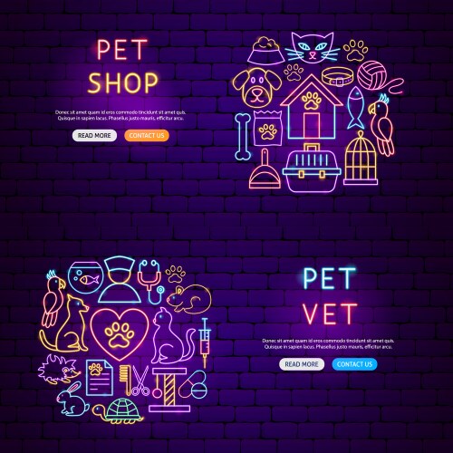 Pet shop neon concept Royalty Free Vector Image