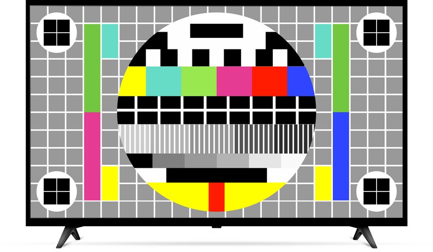 Modern oled tv screen shows color test Royalty Free Vector