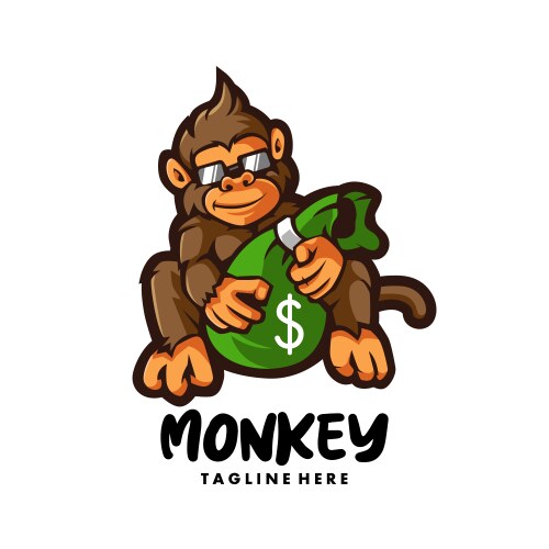 Monkey with money bag Royalty Free Vector Image