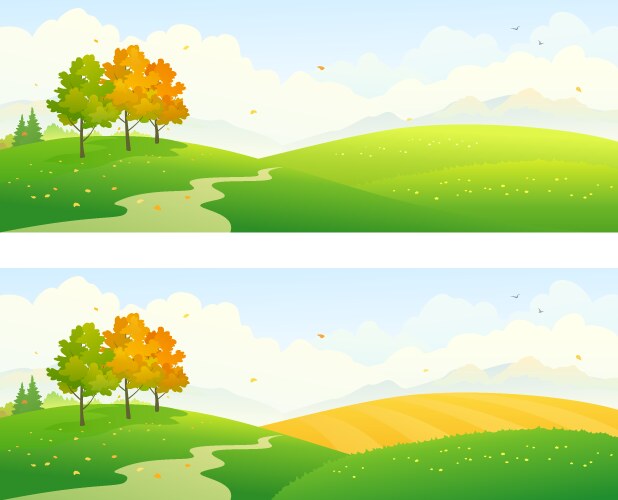 Autumn fields banners Royalty Free Vector Image